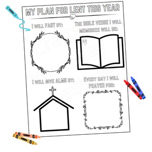 PRINTABLE LENT PLANNER Activity Sheet Coloring Page Ash Wednesday ...