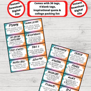 Instant Download Printables- College Survival Kit, College Care Package ...
