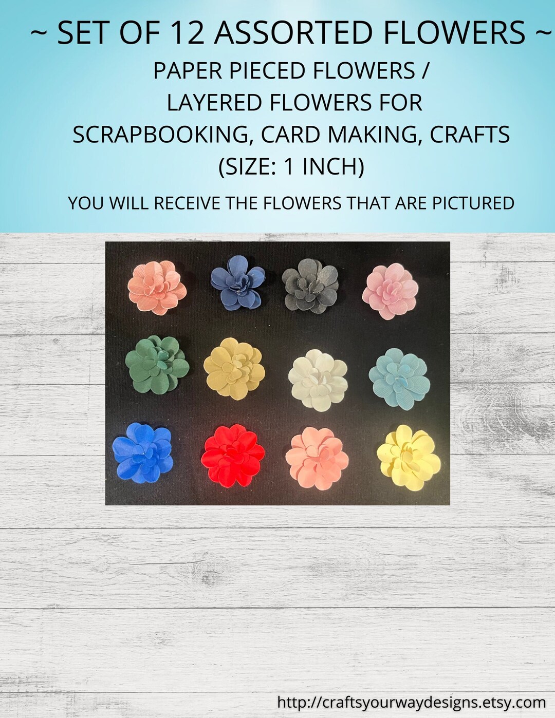 SET of 12 ASSORTED FLOWERS. Paper Pieced Flowers, Layered Flowers ...