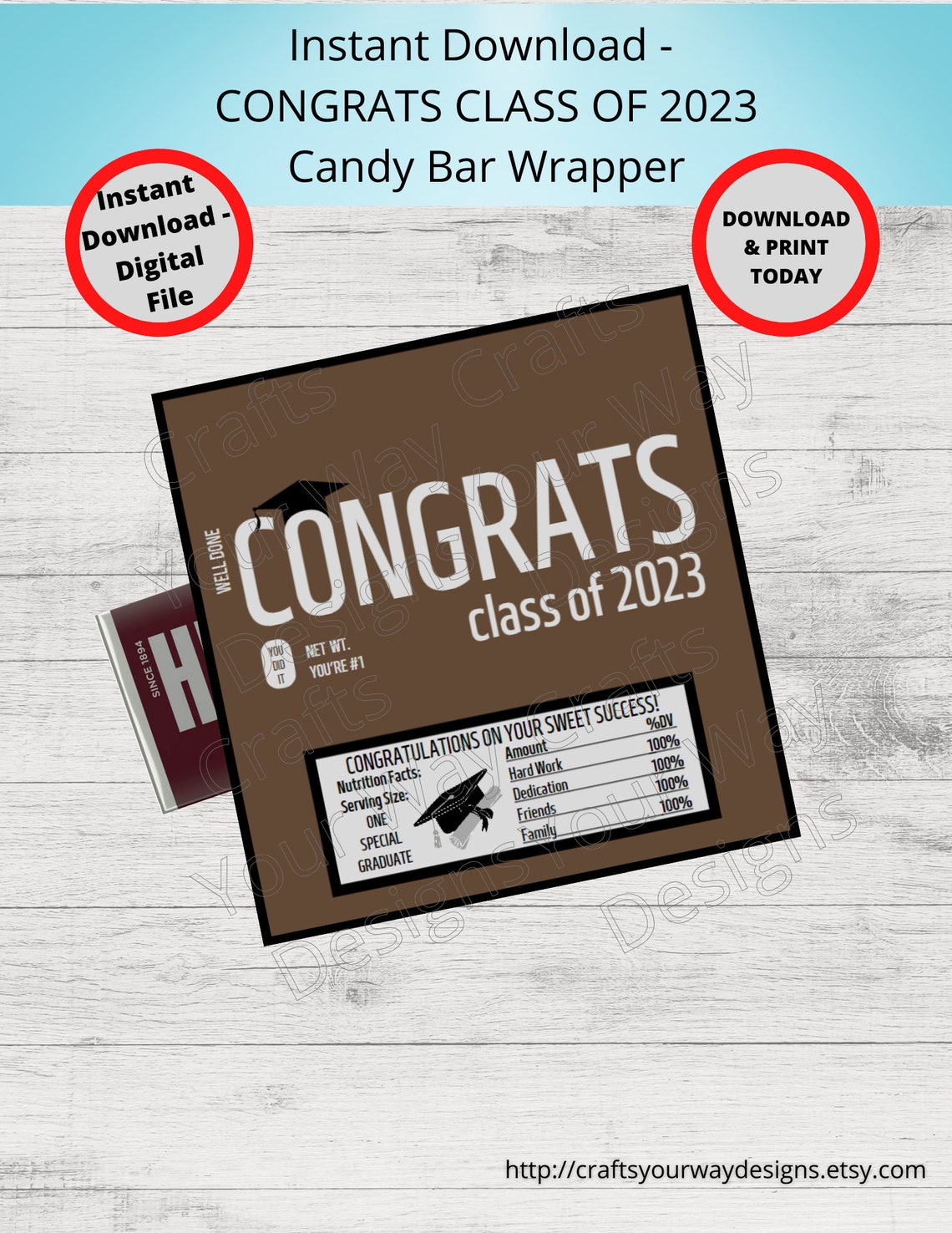 Printable CONGRATS Candy Bar Wrappers-gift Ideas-party Favors-chocolate ...