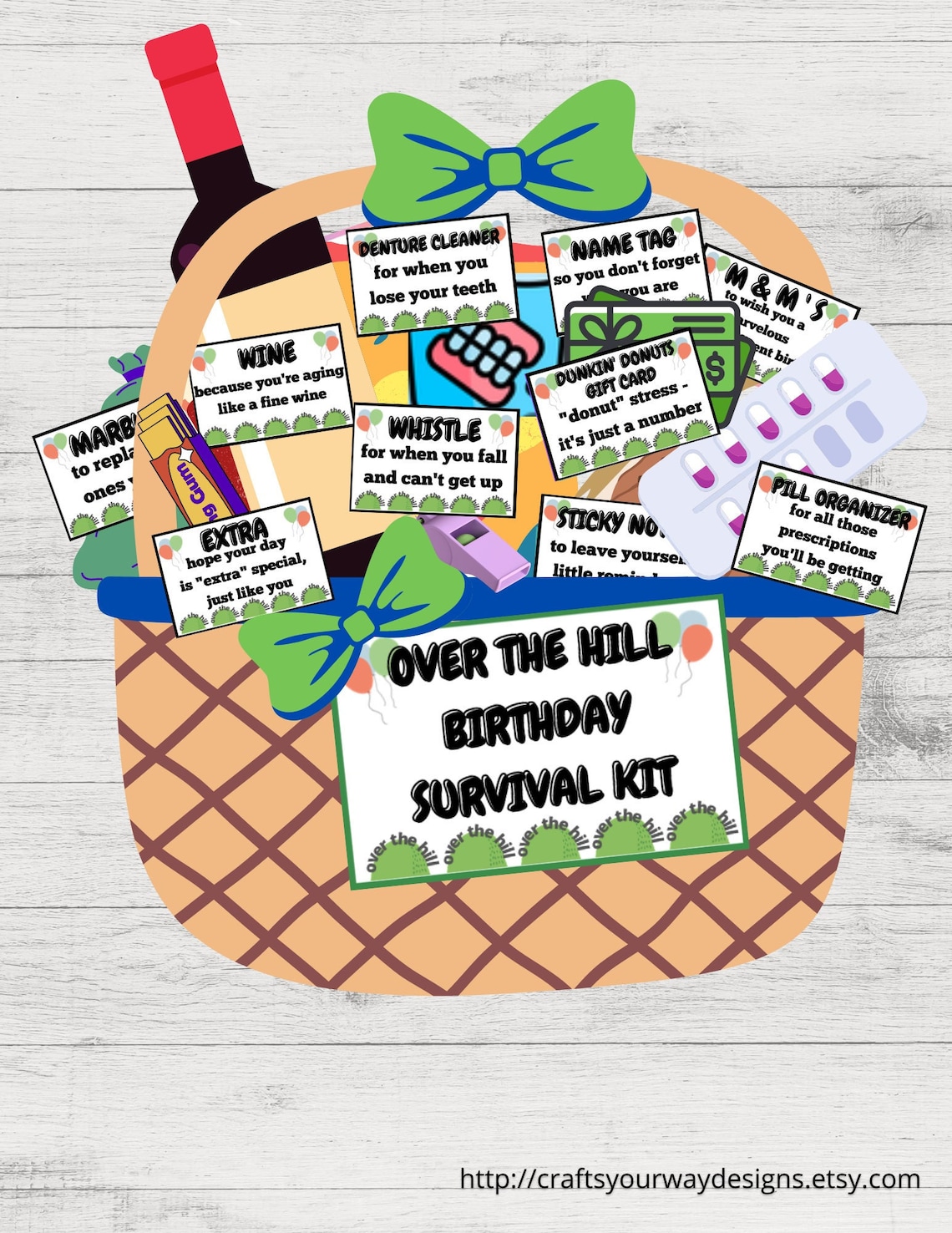 OVER the HILL BIRTHDAY Survival Kit, Over the Hill Birthday Care ...