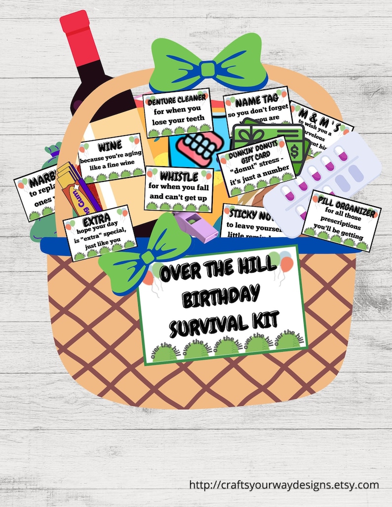 OVER the HILL BIRTHDAY Survival Kit, Over the Hill Birthday Care ...