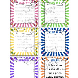 Printable Indoor Clues Riddles Scavenger Hunt/treasure Hunt for Young ...