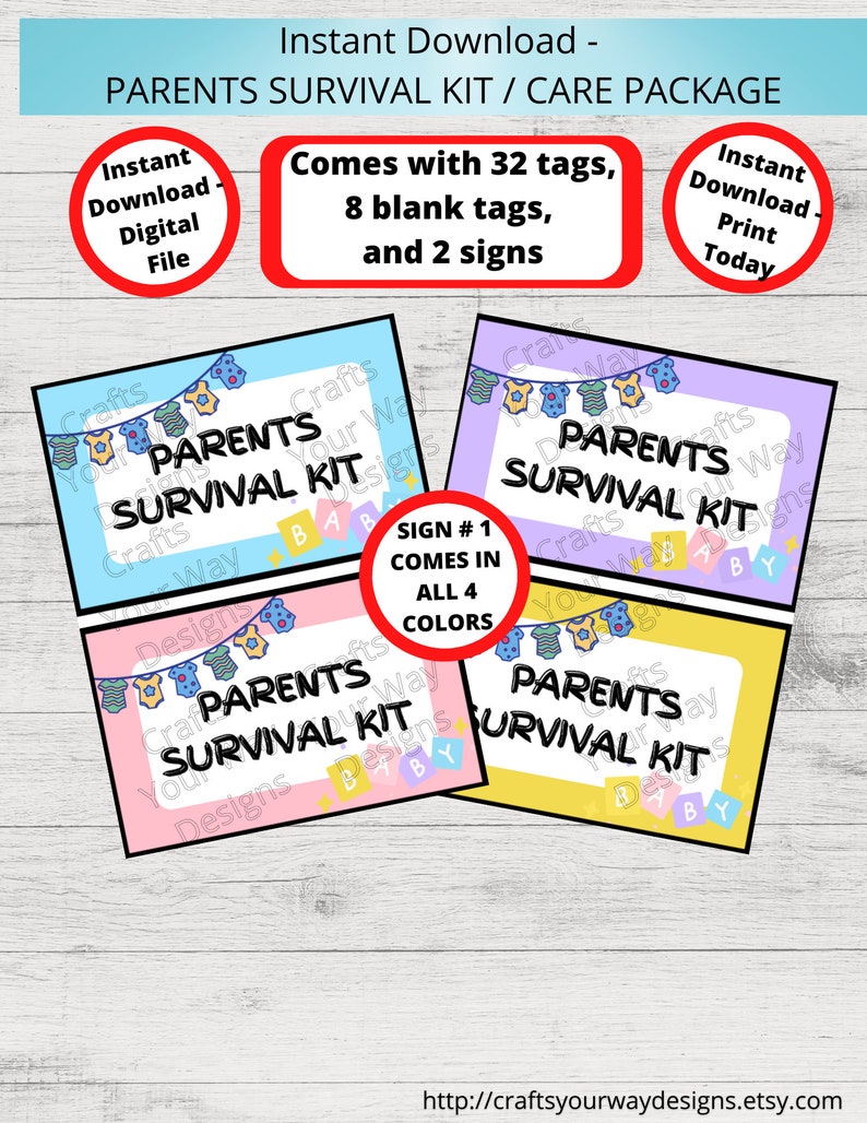 PARENTS Survival Kit, PARENTS Care Package, Gift Tags, Birthday Gift ...