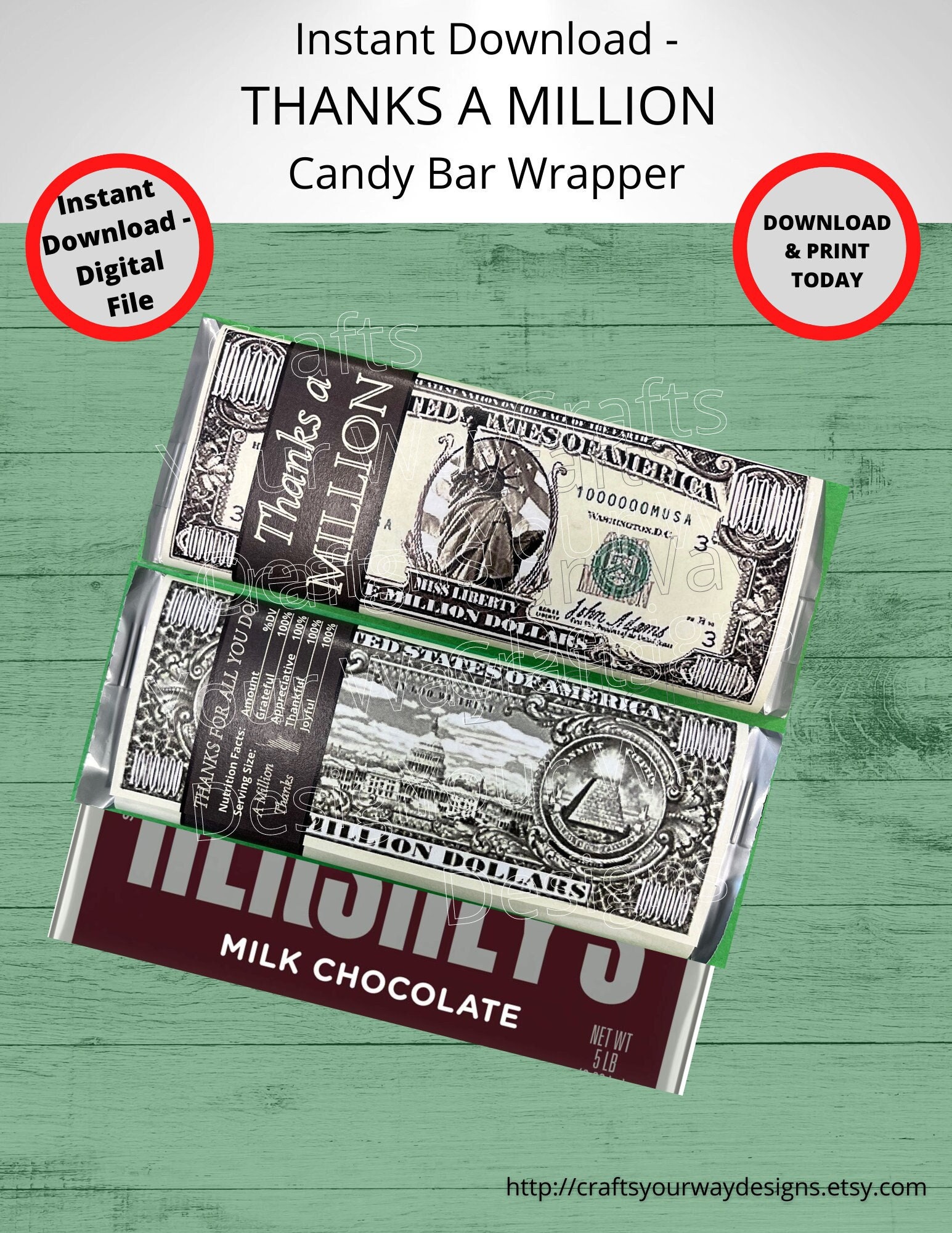 Printable THANKS A MILLION Candy Bar Wrappers-gift Ideas-party Favors ...
