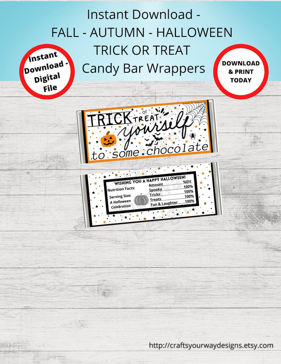 Printable HALLOWEEN Candy Bar Wrapper Halloween Candy Wrapper Fall ...