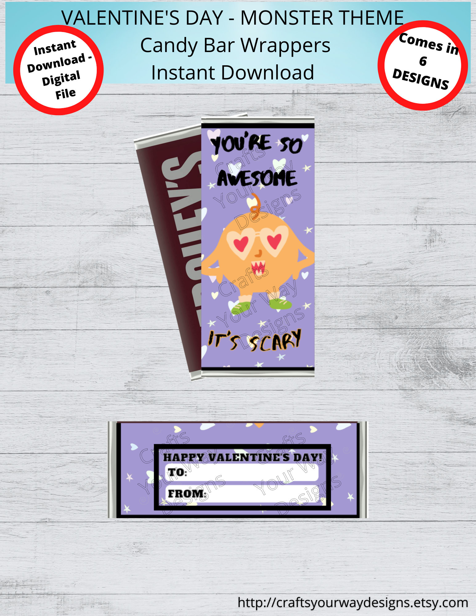 Printable VALENTINE'S DAY Candy Bar Wrappers MONSTER Theme. Gift Ideas ...