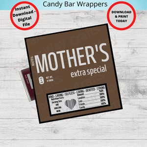 Printable MOTHER'S Candy Bar Wrappers-gift Ideas-party Favors-chocolate ...