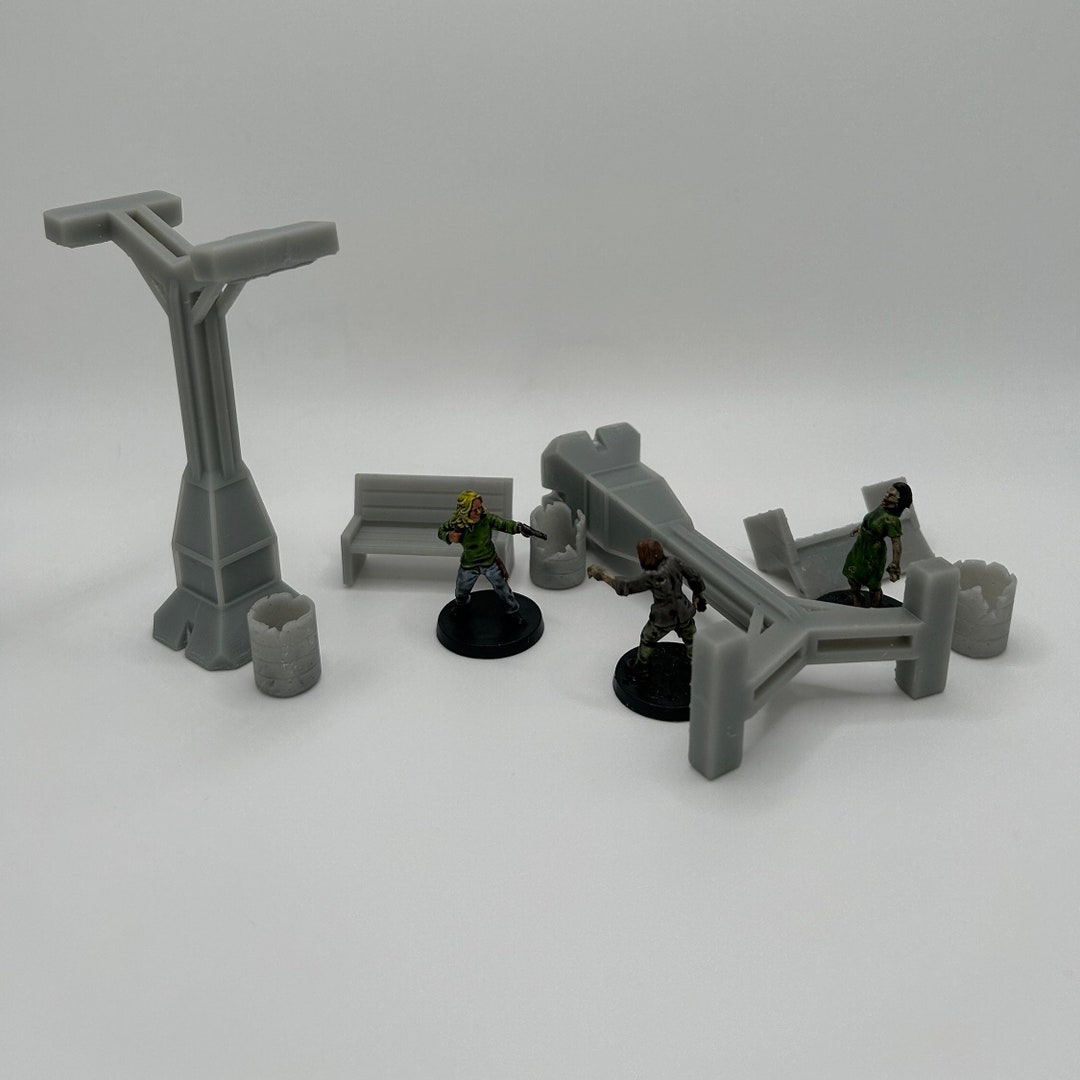 28mm Abandoned Park Set / Post Apocalyptic Tabletop Terrain Miniatures ...
