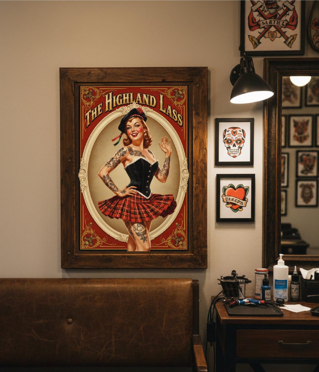 Tattooed Lady Side Show Poster Scottish Pin up Tattooed Highland Lass ...