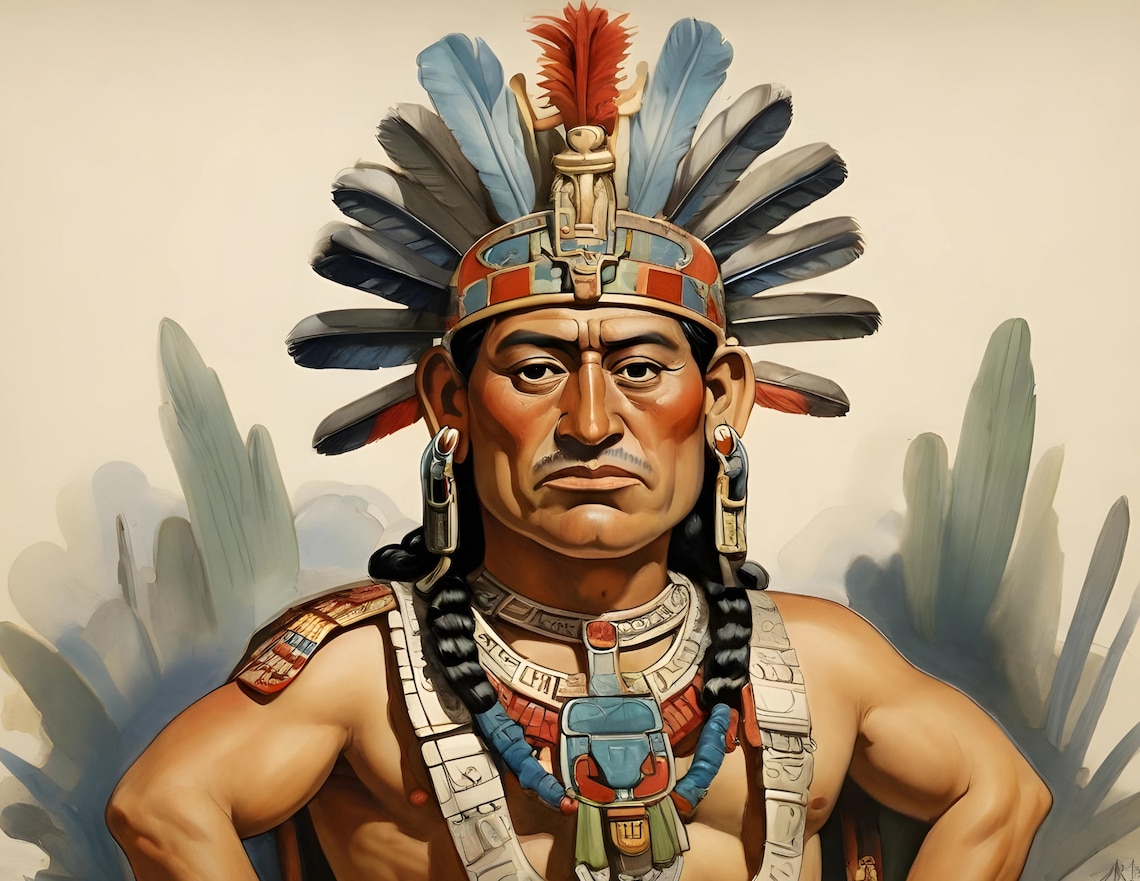 Aztec General Tlacaelel Whimsical Digital Art Download - Etsy