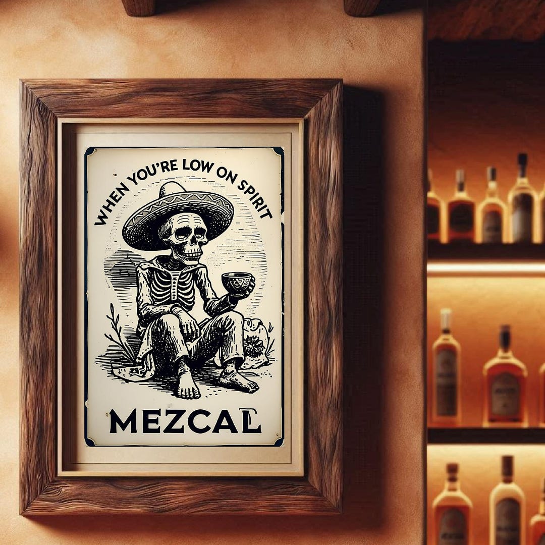 Mezcal Poster Vintage Inspired Traditional Day of the Dead Oaxacan Home ...