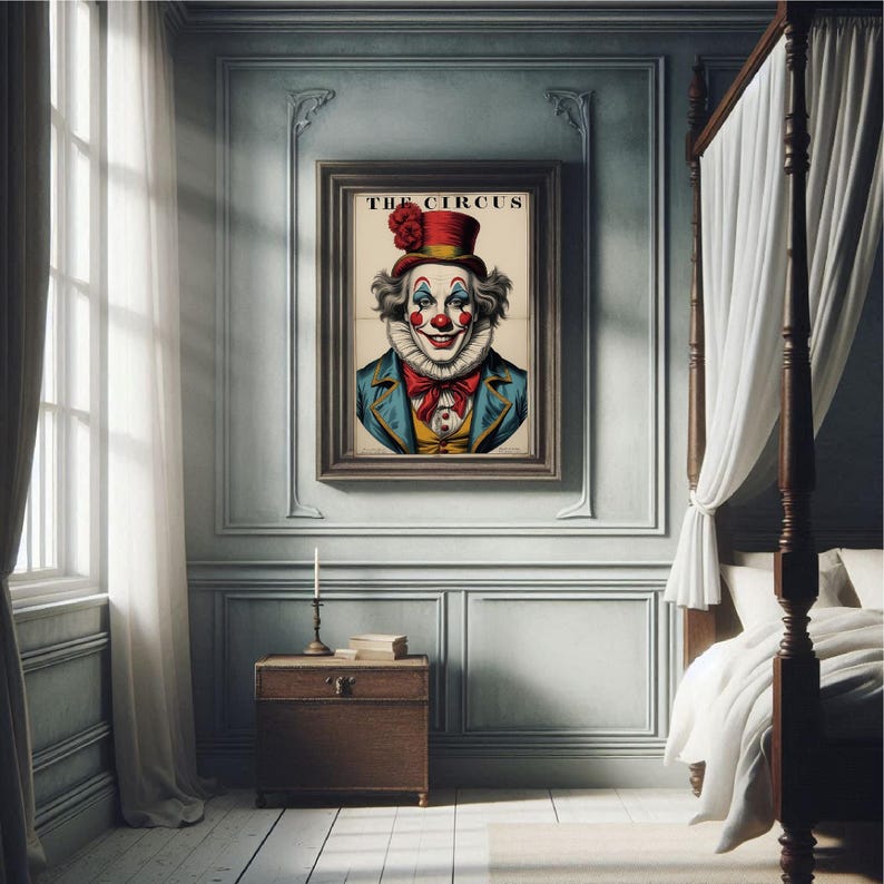 Antique Circus Poster Clown Self Portrait Vintage Inspired Gothic ...