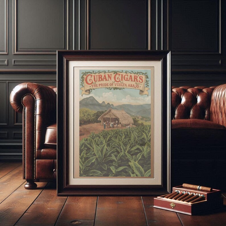 Cuban Cigar Poster Vintage Inspired Cuban Tobacco Art Vuelta Abajo ...