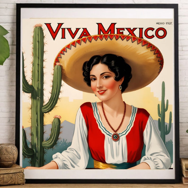 1920s Style Mexican Travel Poster From Golden Era Wall Art Home Decor ...