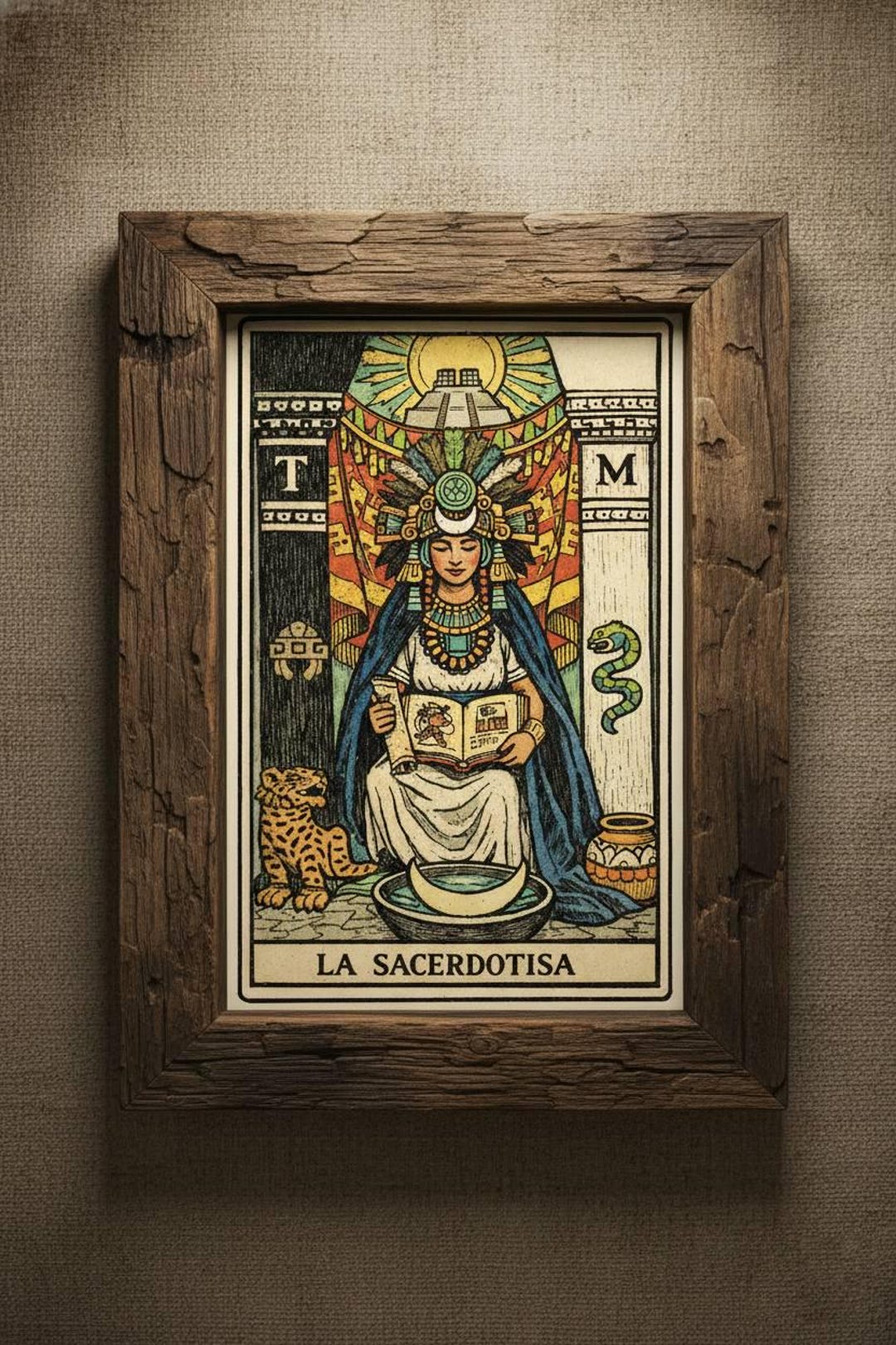 Aztec Tarot Card - Aztec High Priestess - Vintage Tarot Art - Mexican ...
