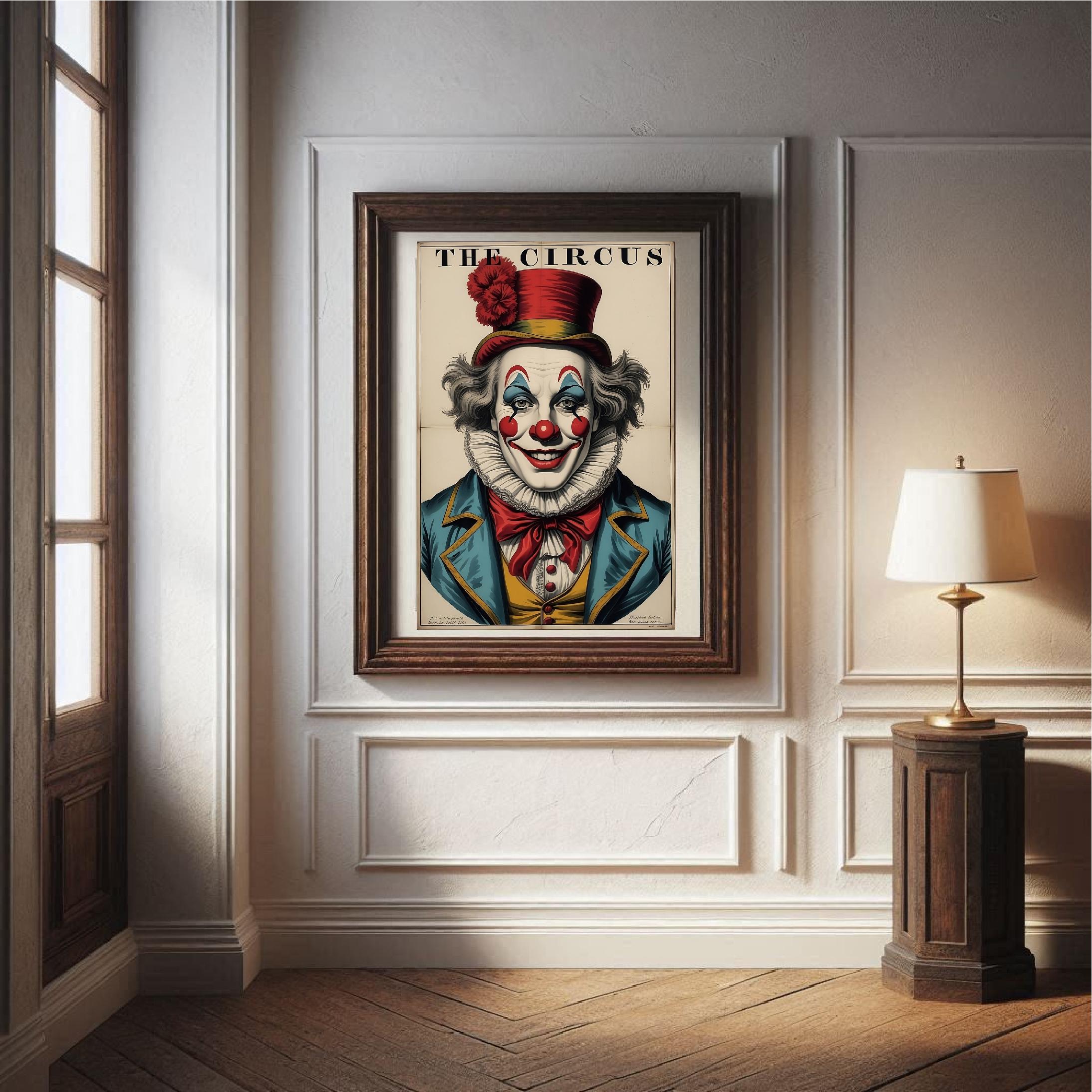 Antique Circus Poster Clown Self Portrait Vintage Inspired Gothic ...
