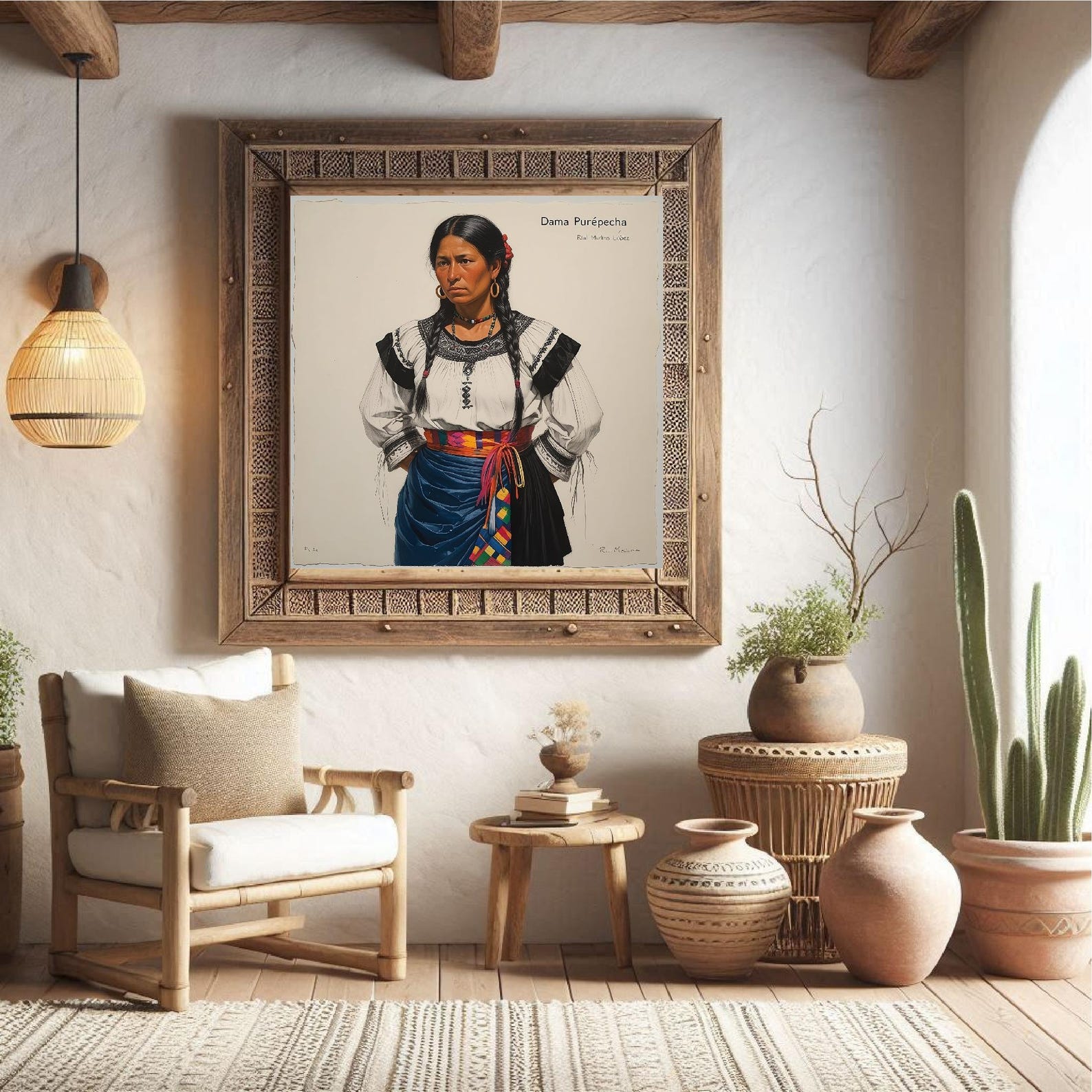 Mexican Purepecha Woman Wall Art Vintage Inspired Michoacan Home Decor ...