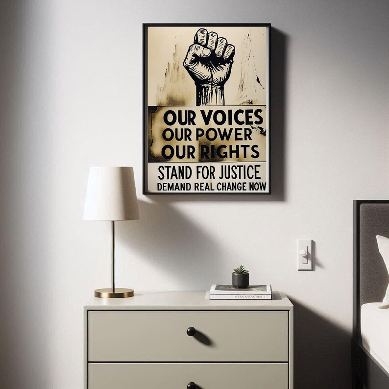 Social Justice Protest Poster Vintage Inspired Raised Fist Activism ...