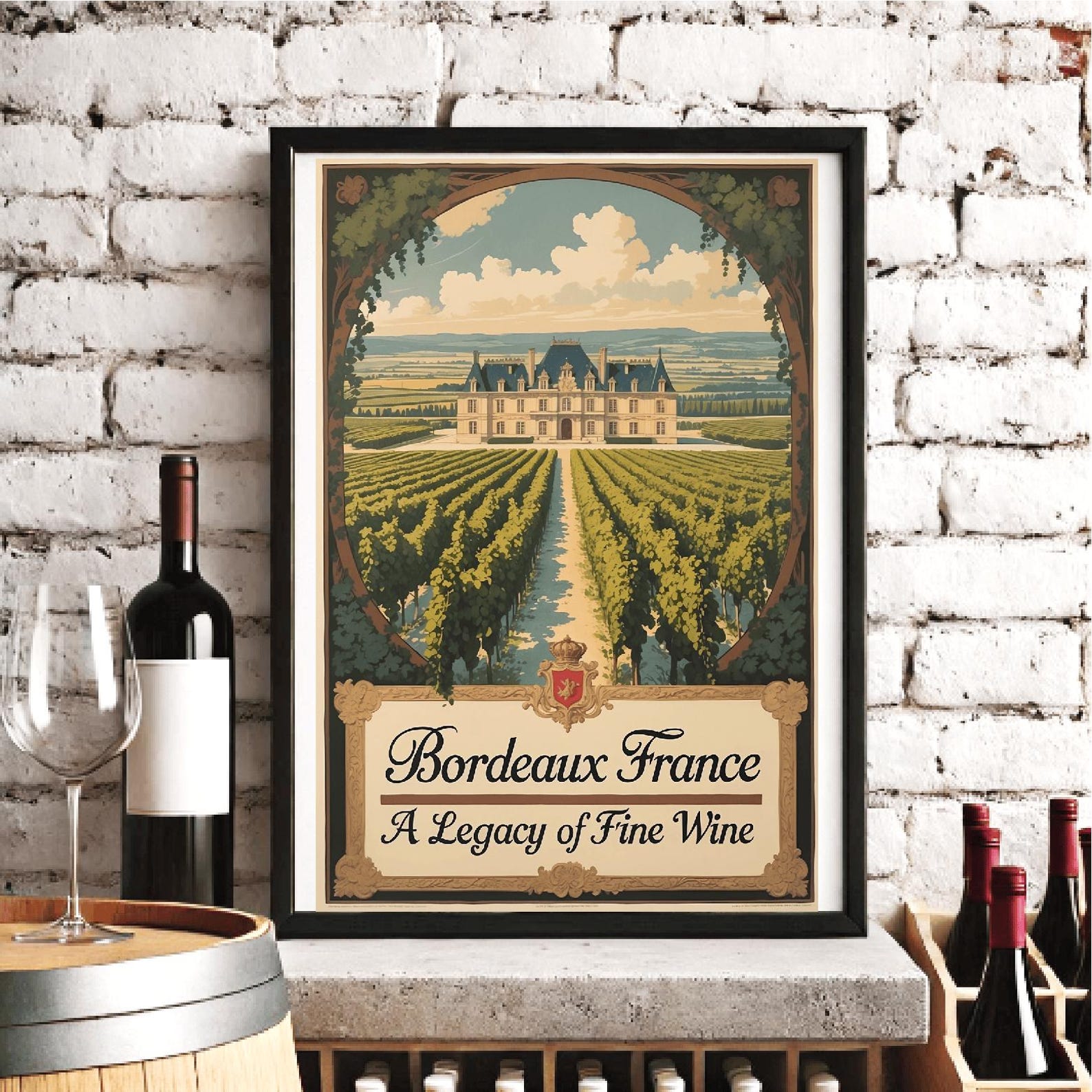 Vintage Bordeaux Wine Poster Retro Travel Inspired French Wall Art ...