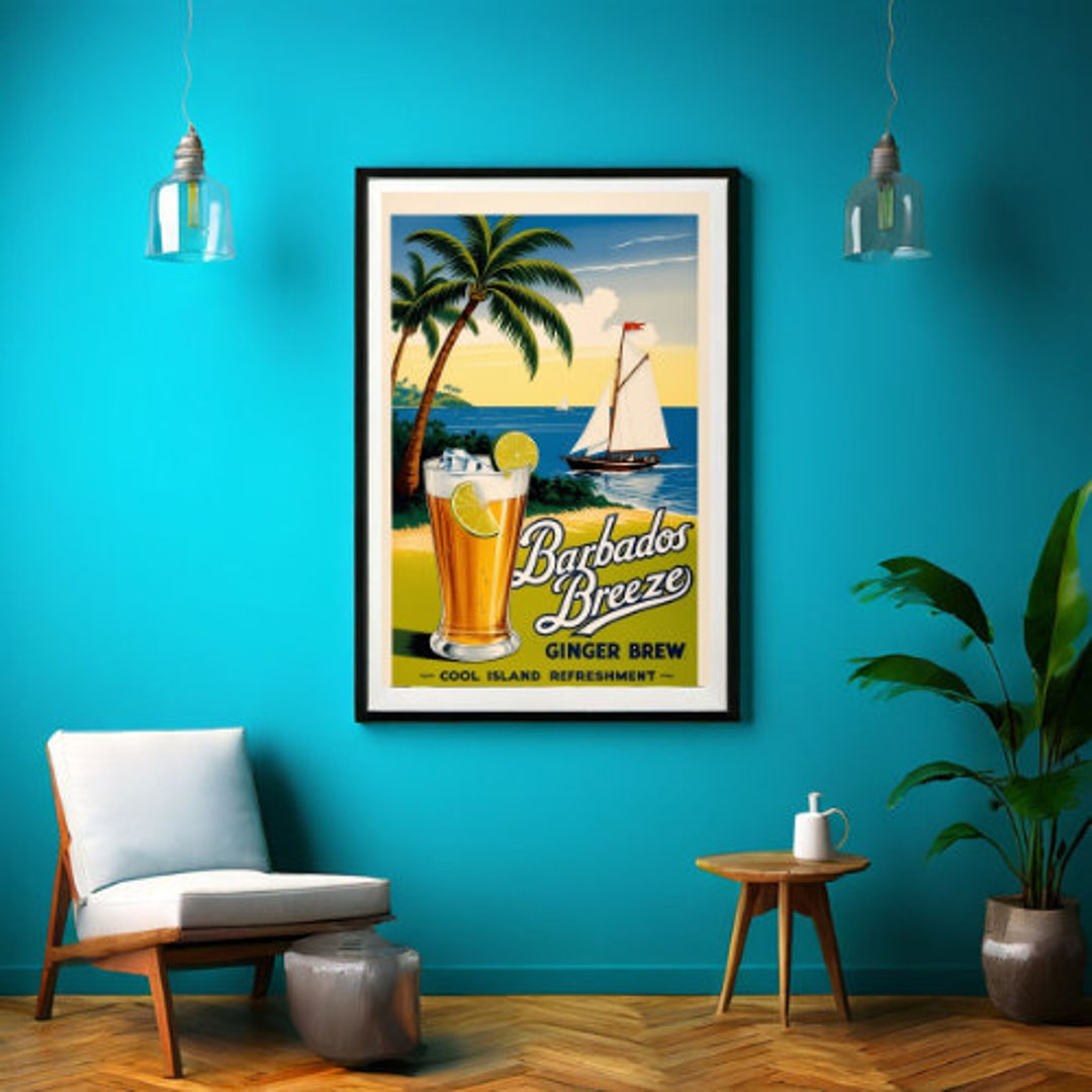 Barbados Breeze 1930s Style Ginger Beer Ad Wall Art Home Decor Download ...