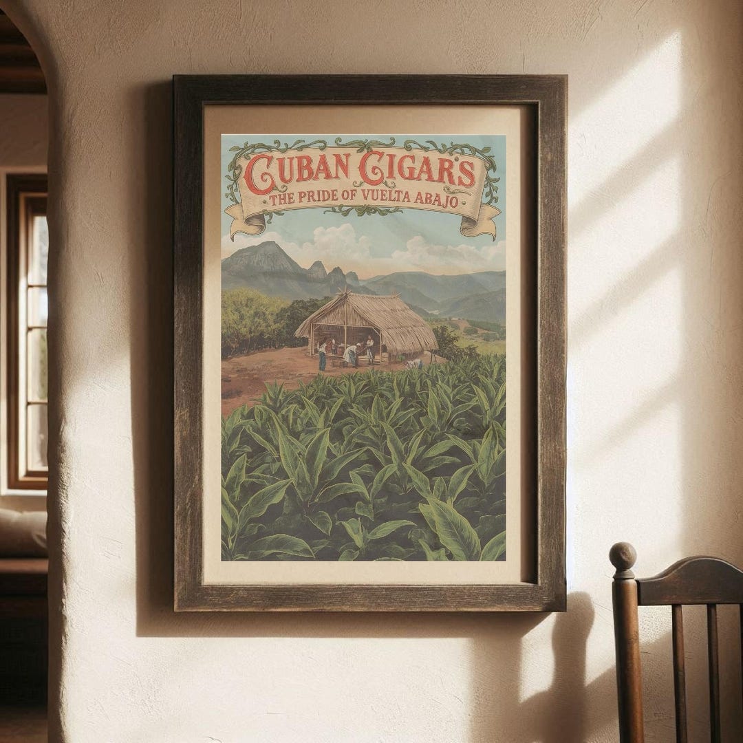 Cuban Cigar Poster Vintage Inspired Cuban Tobacco Art Vuelta Abajo ...