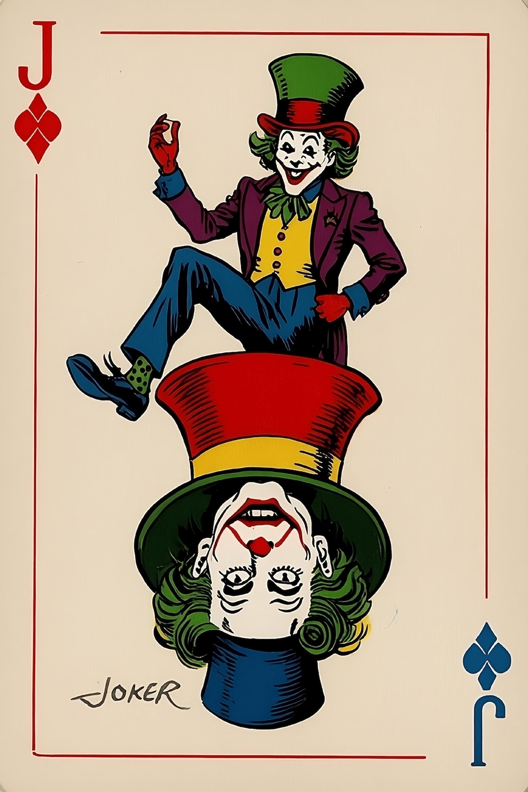 Antique Joker Playing Card Vintage Inspired Game Room Decor Digital ...