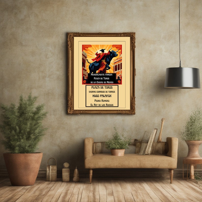 Iconic 1940s Plaza De Toros Mexican Bullfighting Lithograph Poster Wall ...
