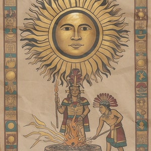 The Creation of Tonatiuh Aztec-inspired Sun God Digital Art Download - Etsy