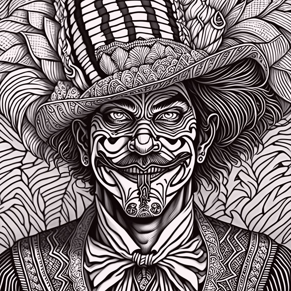 Gritty and Expressive Chicano Clown Coloring Pages: Unleash Raw ...