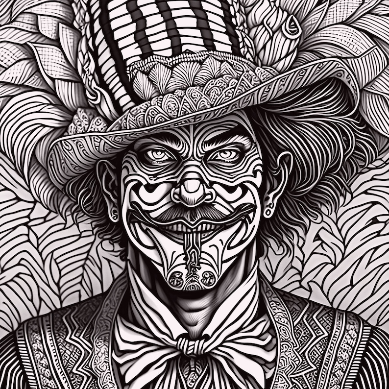 Gritty and Expressive Chicano Clown Coloring Pages: Unleash Raw ...