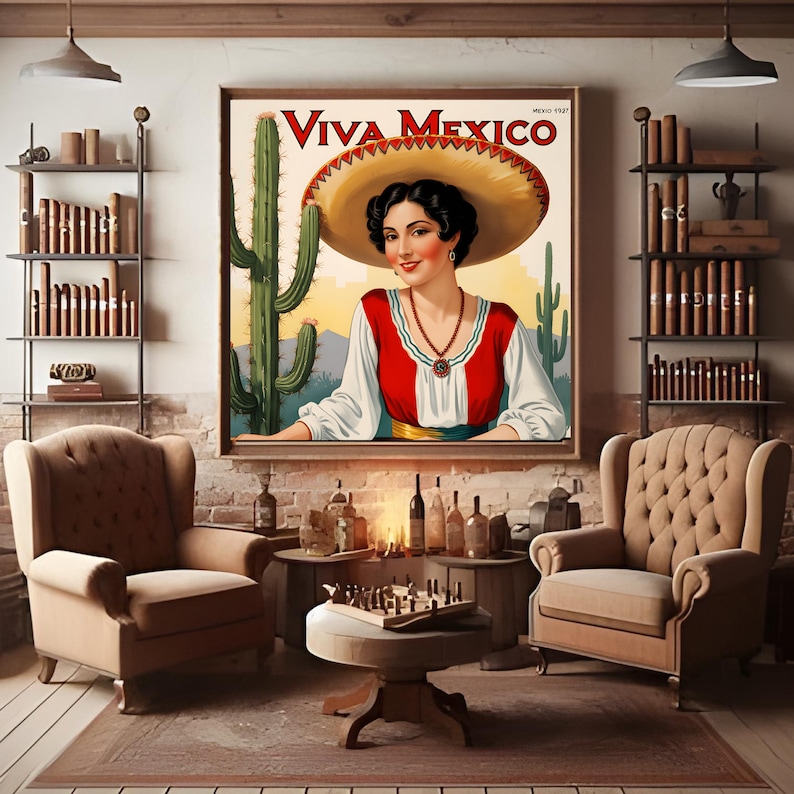 1920s Style Mexican Travel Poster From Golden Era Wall Art Home Decor ...