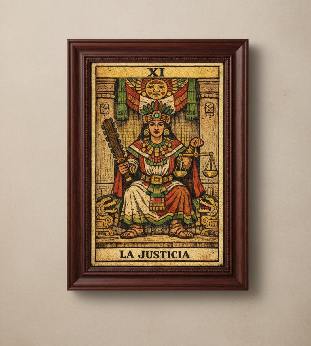 La Justicia Aztec Justice Tarot Art Digital Download Balance Law