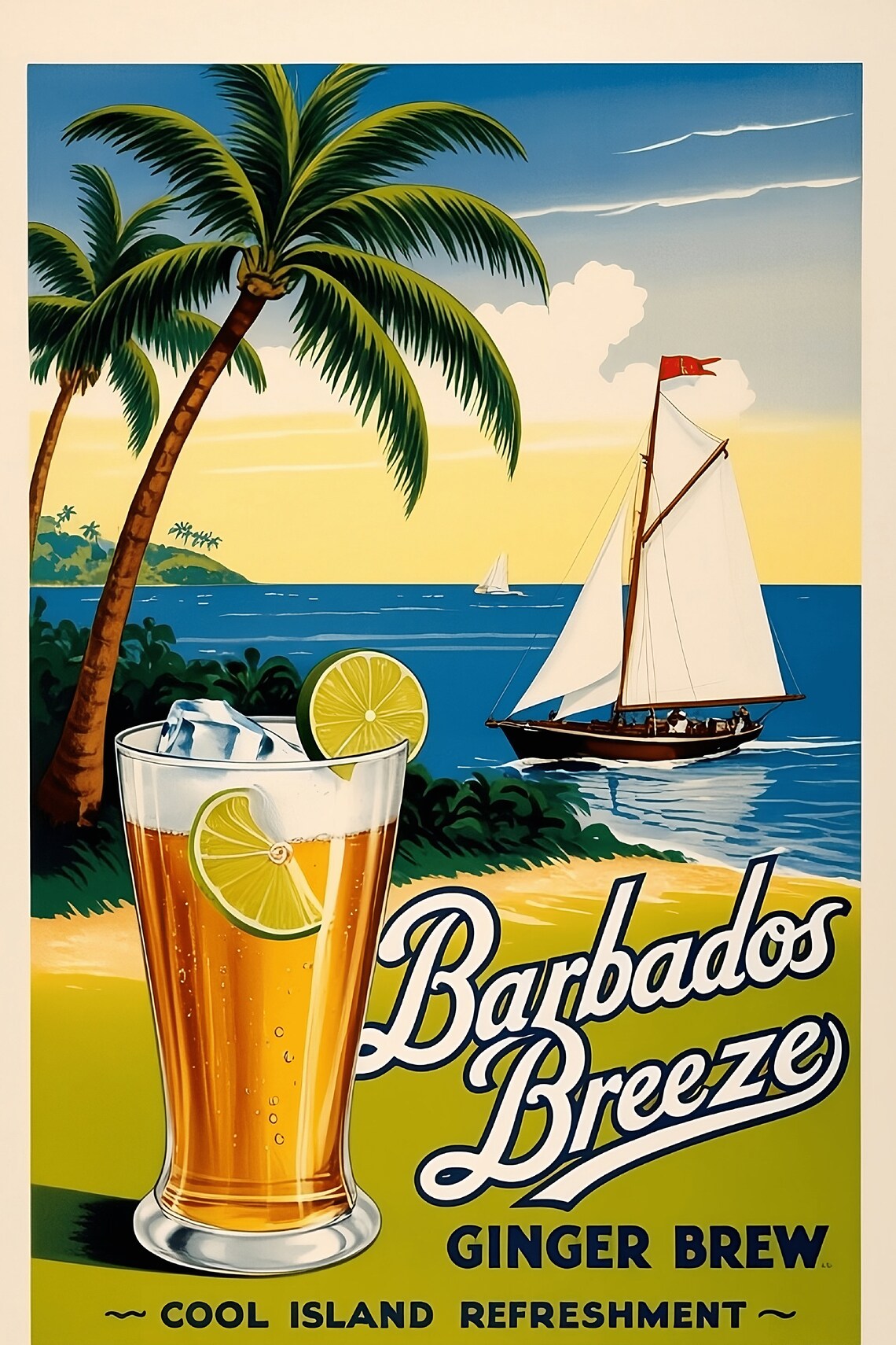 Barbados Breeze 1930s Style Ginger Beer Ad Wall Art Home Decor Download - Etsy