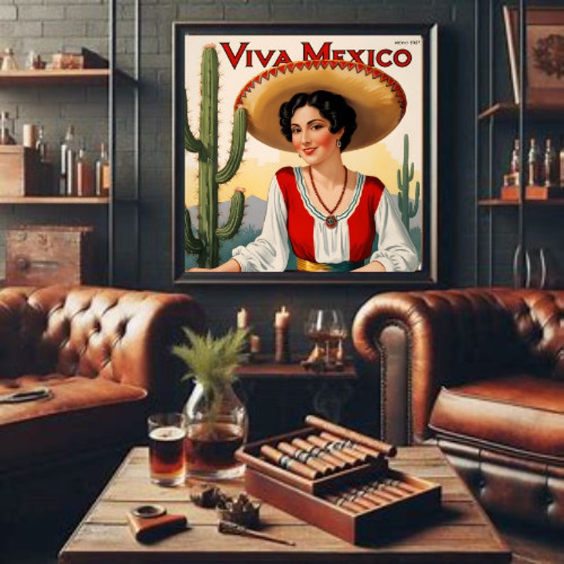 1920s Style Mexican Travel Poster From Golden Era Wall Art Home Decor ...