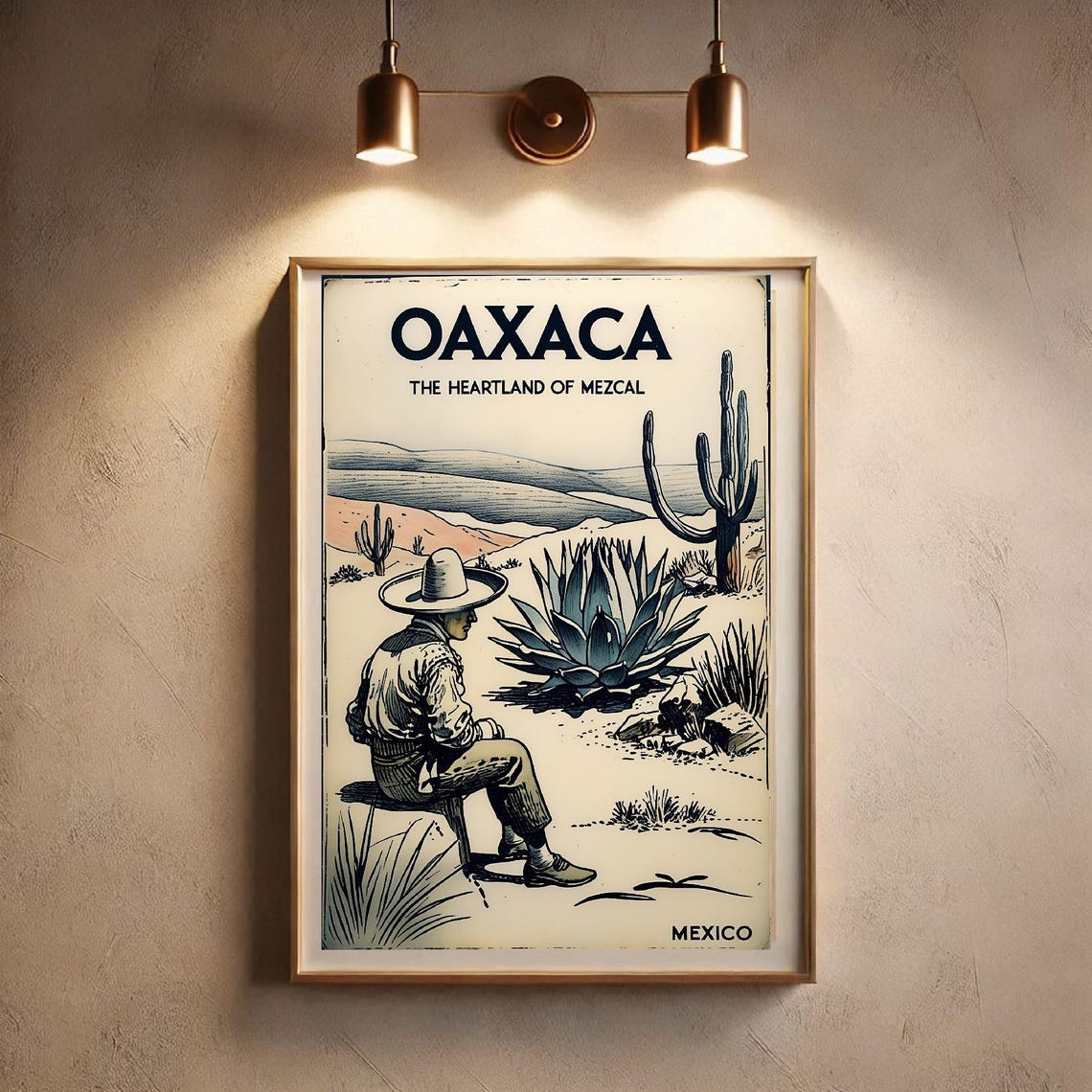 Oaxaca Travel Poster Vintage Inspired Mezcal Wall Art Agave Home Decor ...