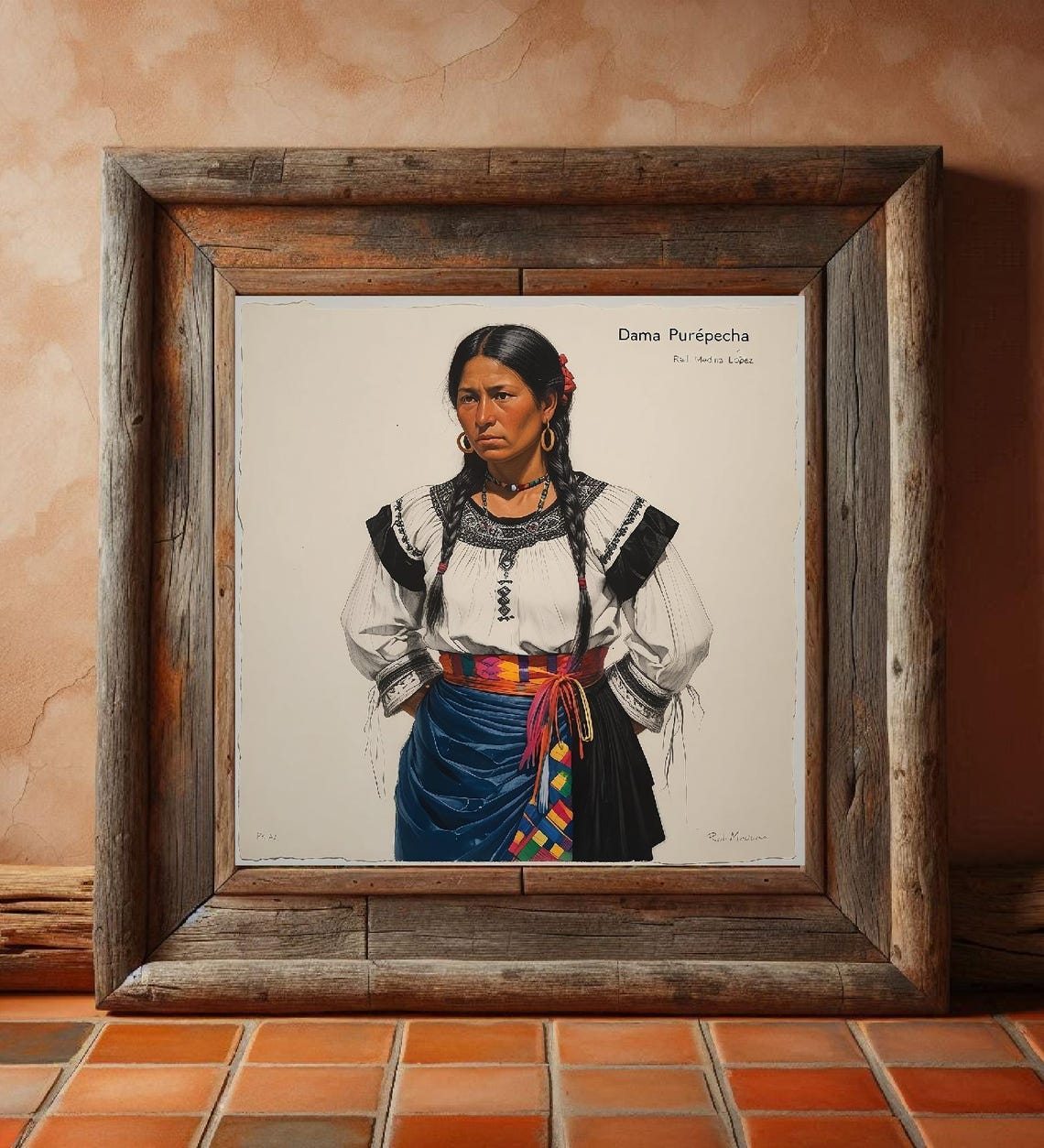 Mexican Purepecha Woman Wall Art Vintage Inspired Michoacan Home Decor ...