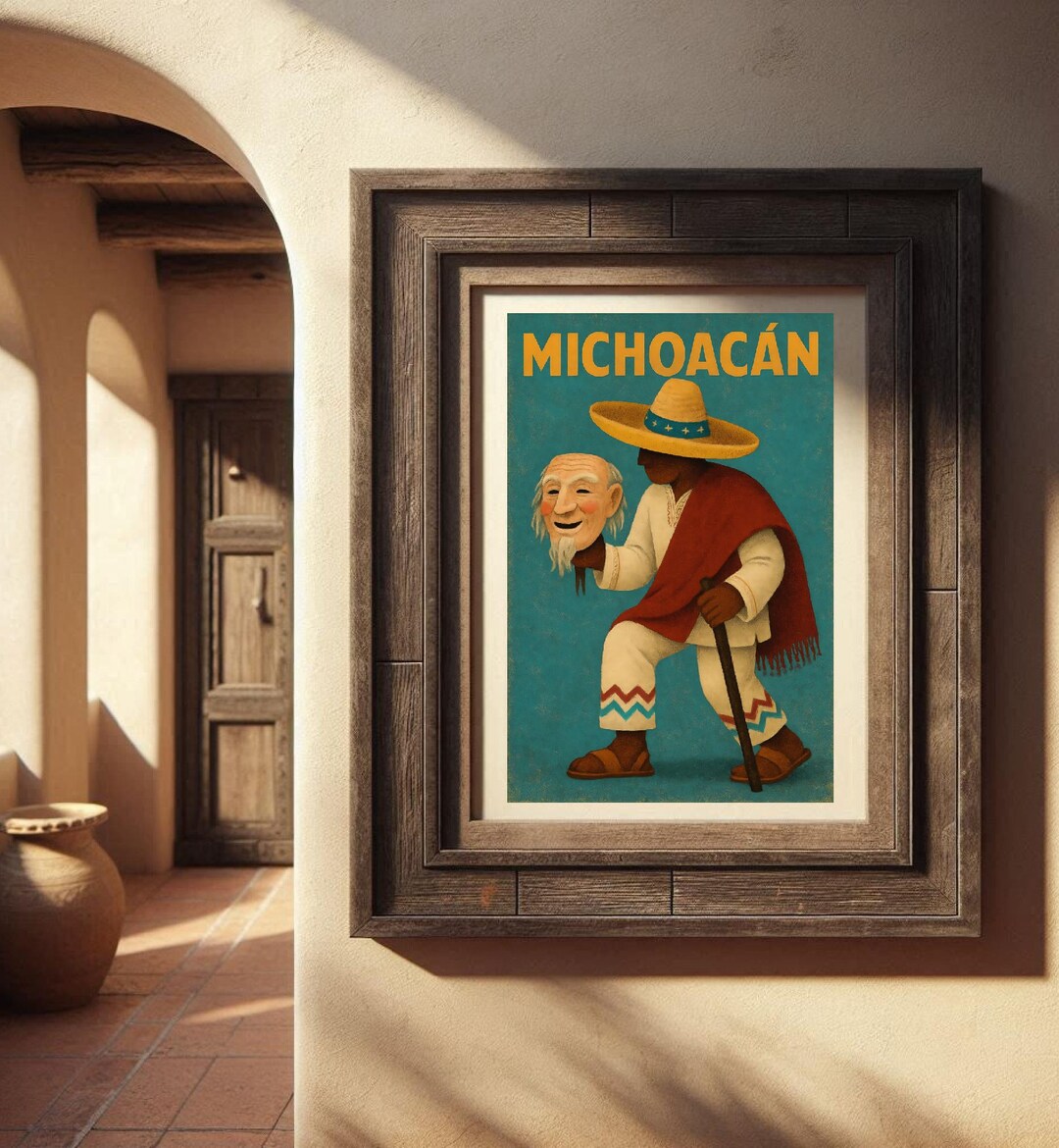 Danza De Los Viejitos Print: Michoacán Folk Art Travel Poster (PDF ...