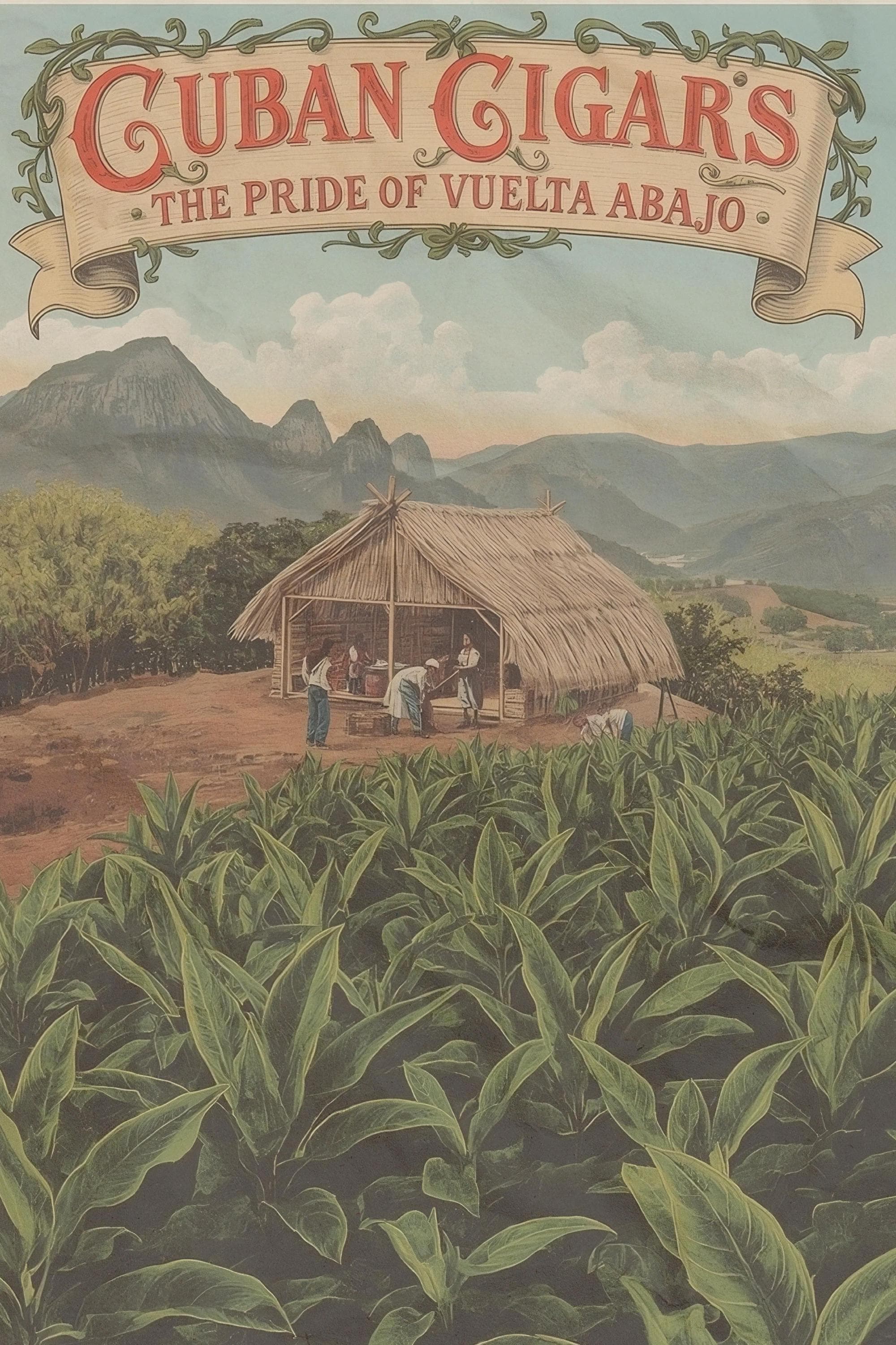 Cuban Cigar Poster Vintage Inspired Cuban Tobacco Art Vuelta Abajo ...
