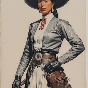 Mexican Charra Elegante Hispanic Cowgirl Wall Art Vintage Inspired Home ...