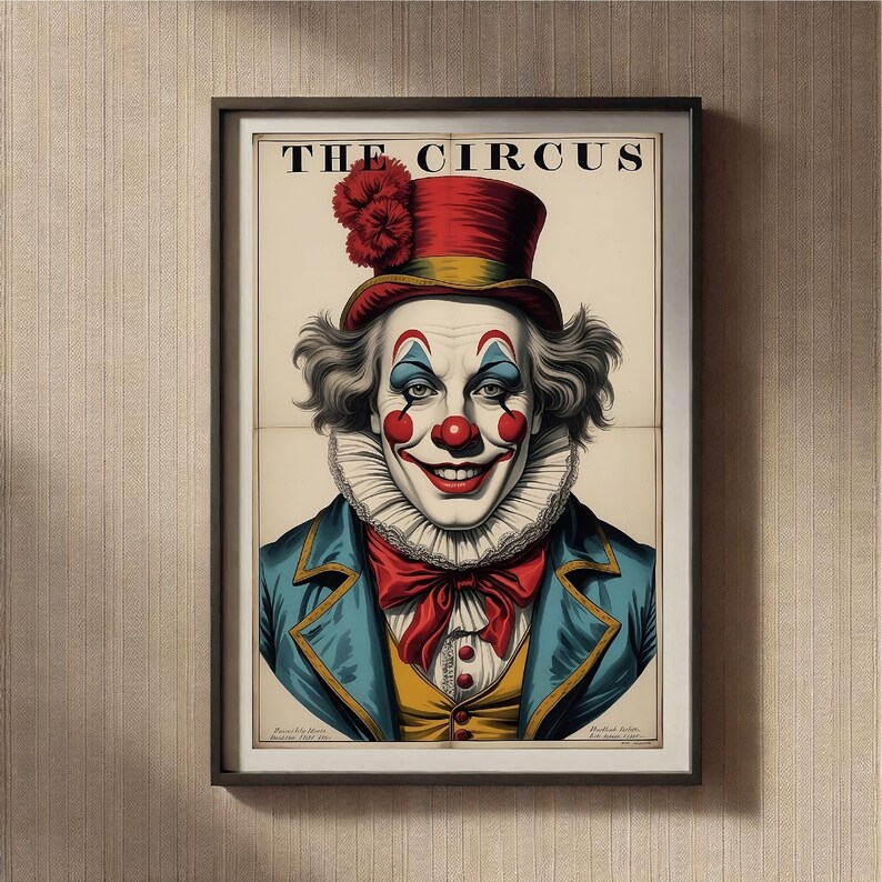 Antique Circus Poster Clown Self Portrait Vintage Inspired Gothic ...