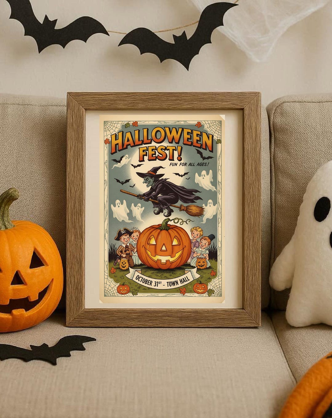HALLOWEEN FESTIVAL POSTER | Seasonal Wall Print Vintage Inspired Spooky ...