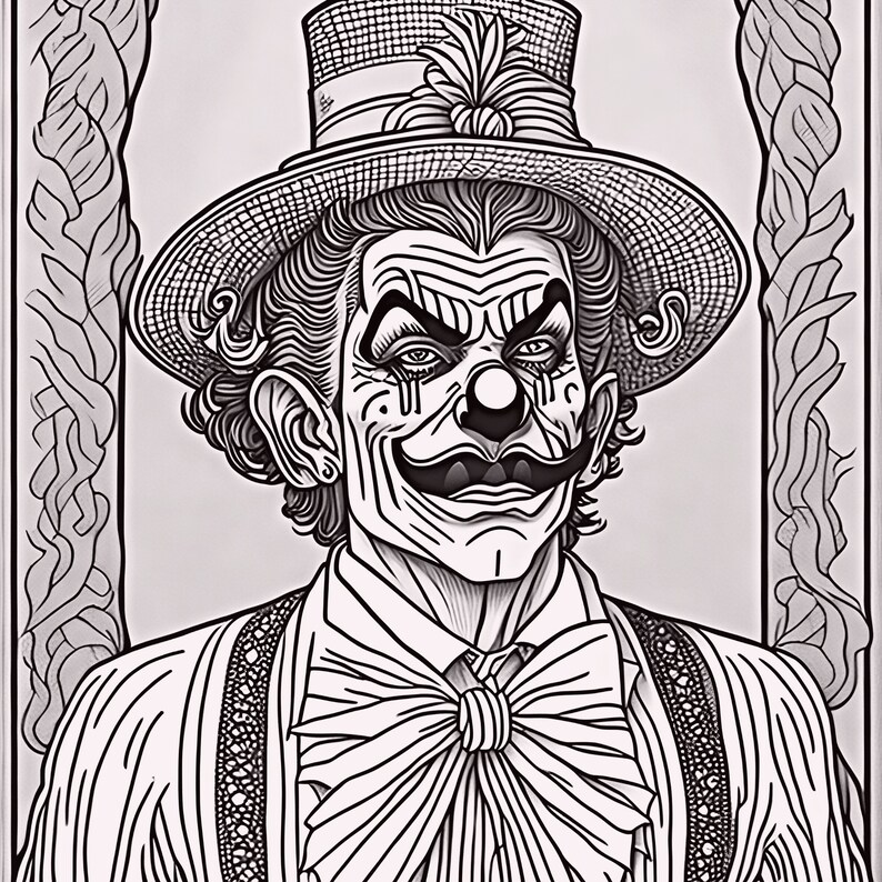 Gritty and Expressive Chicano Clown Coloring Pages: Unleash Raw ...