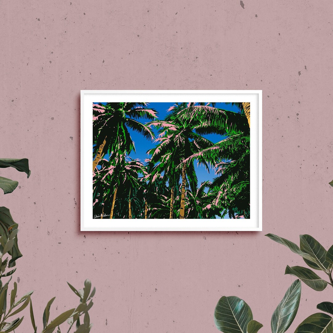 Abstract Tropical Palm Trees Wall Art | Tropical Plants Beach Island ...