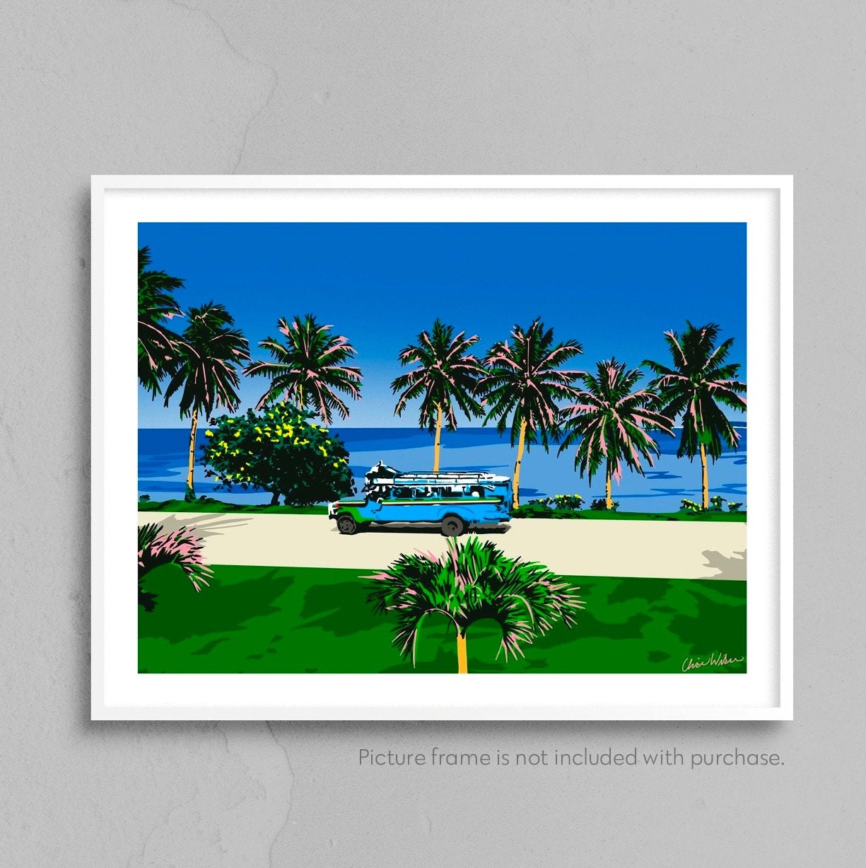 Philippines Jeep Tropical Wall Art | Abstract Beach Art | Coastal Palm ...