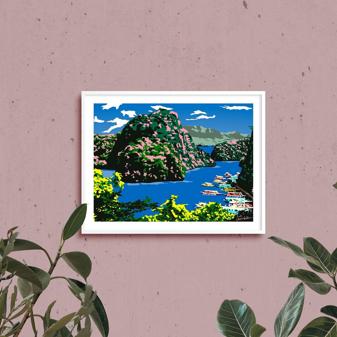 Coron Island Philippines Abstract Pastel Wall Art | Colorful Tropical ...