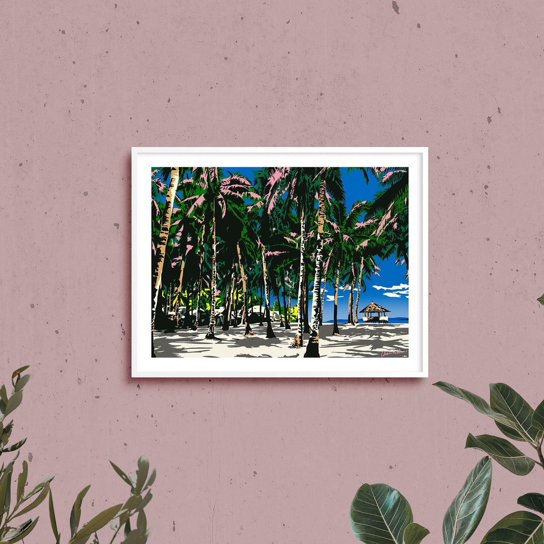 Siargao Philippines Palm Trees Abstract Wall Art | Minimal Pastel ...