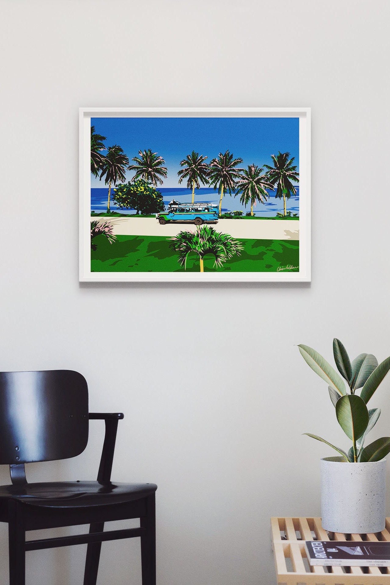 Philippines Jeep Tropical Wall Art | Abstract Beach Art | Coastal Palm ...