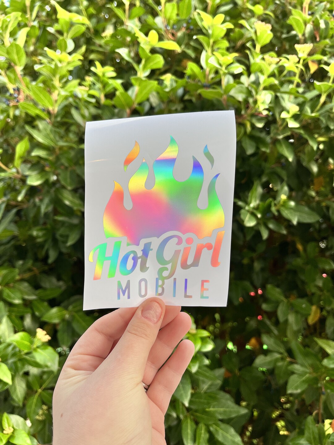 Hot Girl Mobile Holographic Car Vinyl Decal | Hot Girl With Flames Car ...