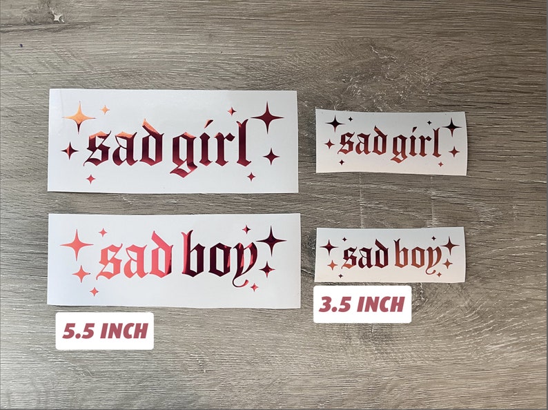Sad Girl Sad Boy Holographic Text Decal With Sparkles Vinyl - Etsy